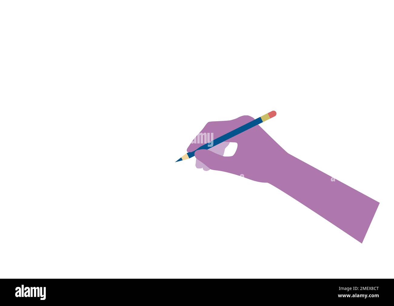 Illustration of hand using a pencil Stock Photo - Alamy