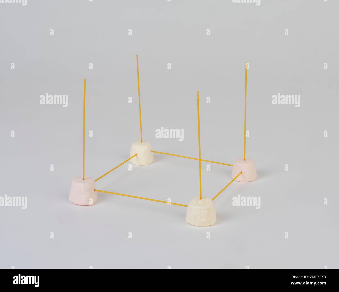 Marshmallow and spaghetti square with spaghetti starting cube shape ...
