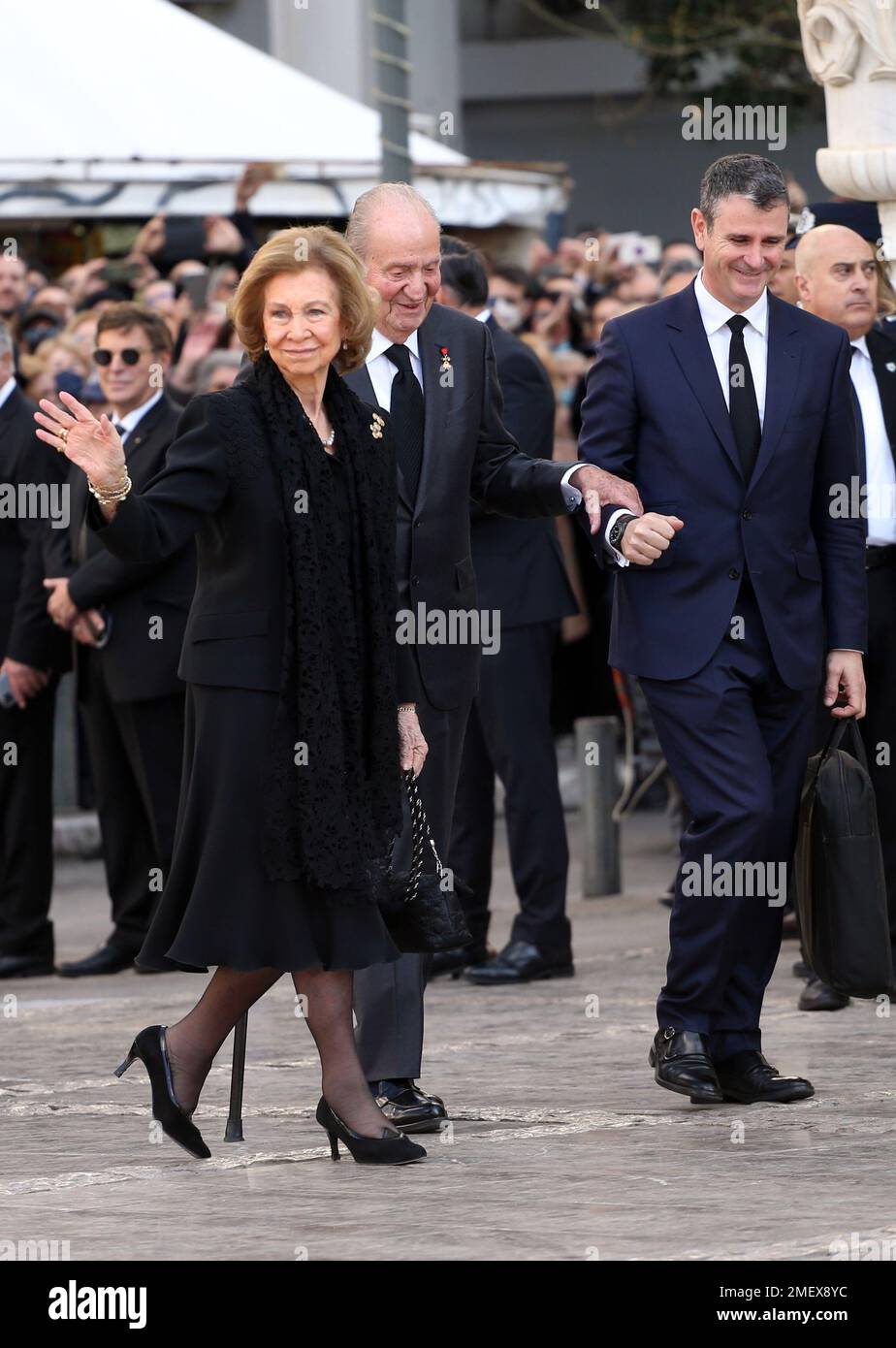 King Juan Carlos and Queen Sofia of Spain attend at the funeral for ...
