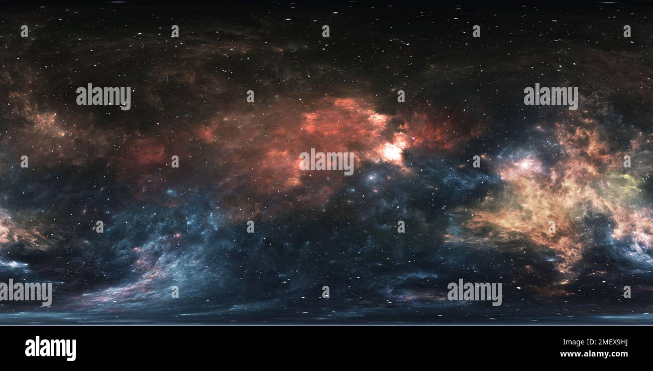 360 degree space nebula panorama, equirectangular projection ...