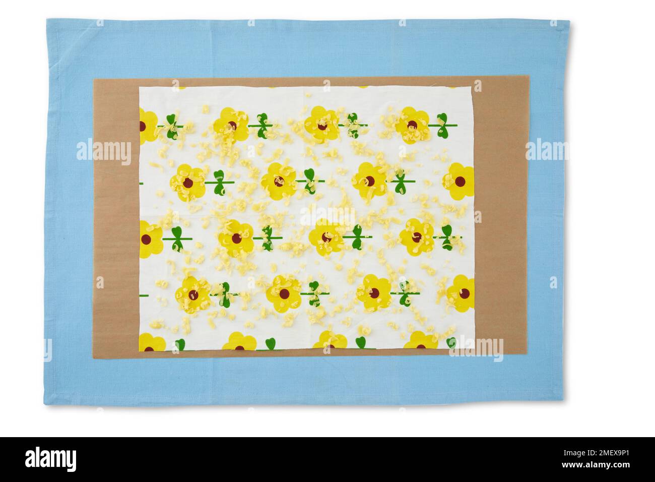 Steps for beeswax fabric craft - Step 1 - Sprinkle grated beeswax ...