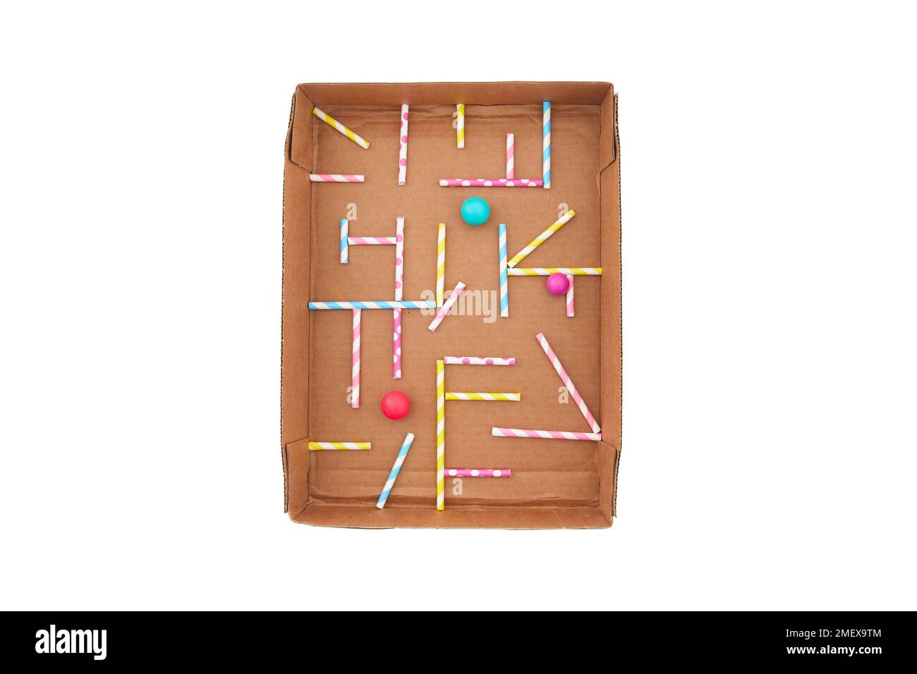 Cardboard craft - Marble maze project recycled straws and beads Stock ...