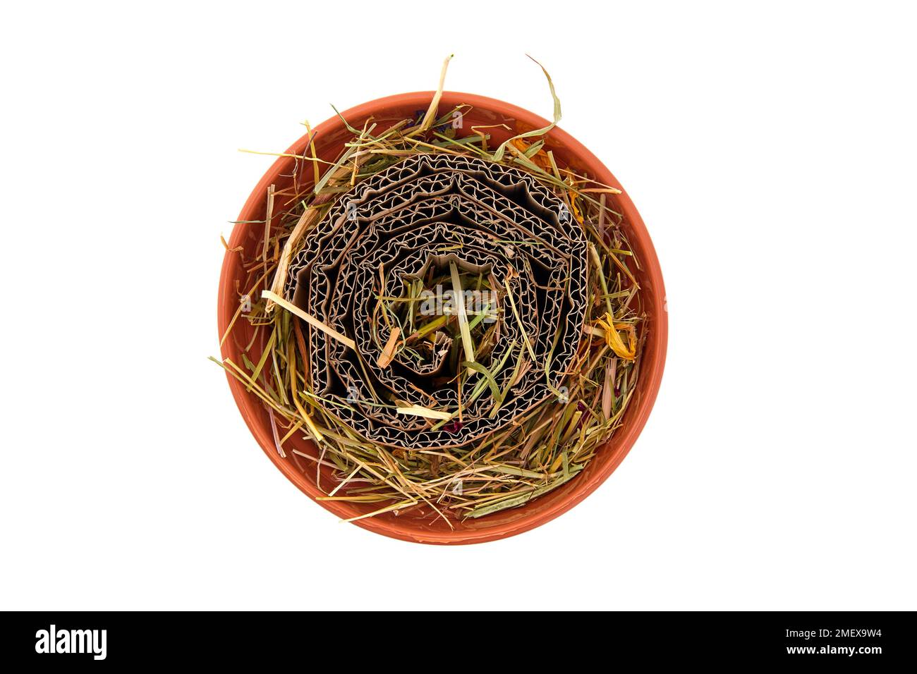 DIY bee houses - Coil of cardboard and hay Stock Photo - Alamy