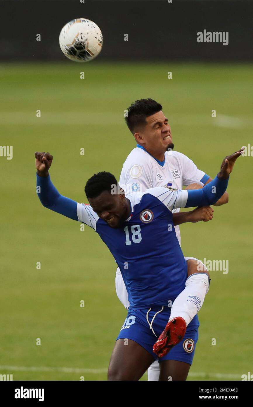 Haiti's Peterson Joseph, front, and El Salvador's Jose Villalobos fight ...