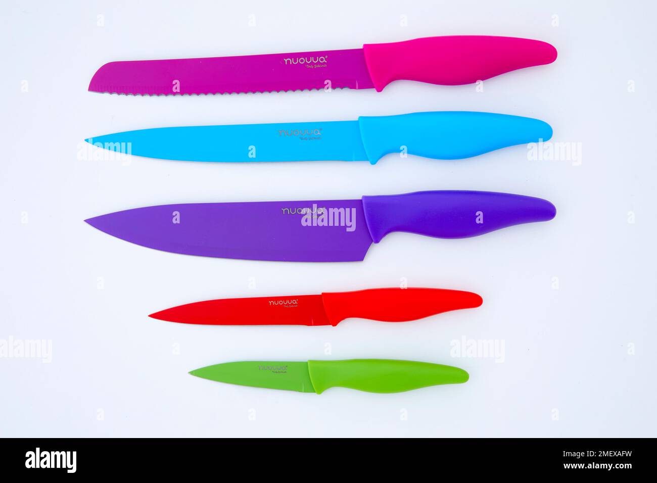 Equipment - Colourful knife set Stock Photo - Alamy
