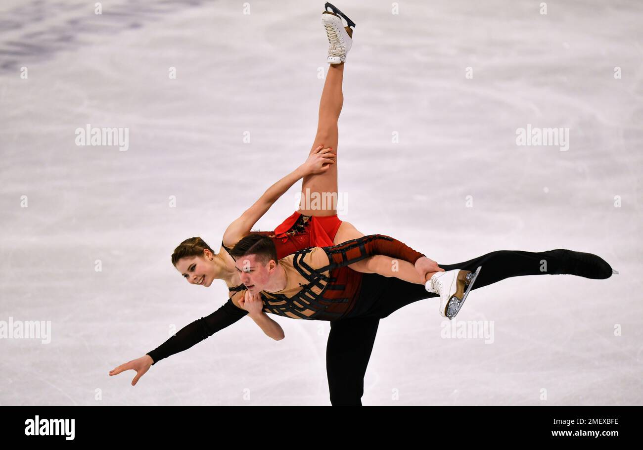 Russian pair Anastasia Mishina and Aleksandr Galliamov perform during ...