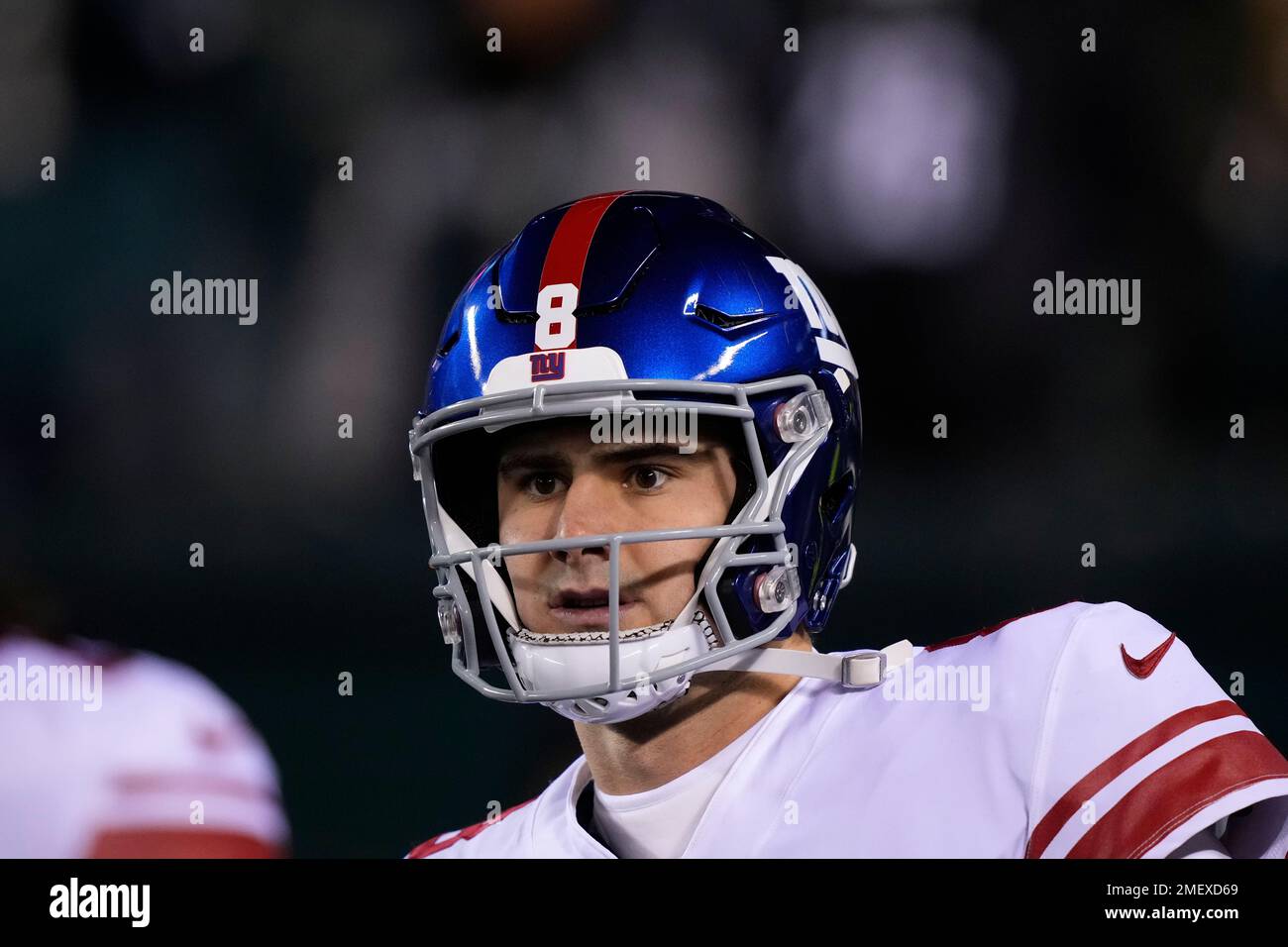 New York Giants quarterback Daniel Jones in action before an NFL ...