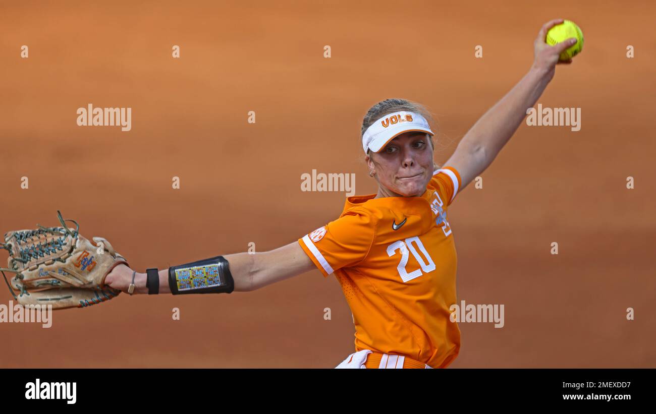 Tennessee's Callie Turner throws to a batter during an NCAA college softball game against ...