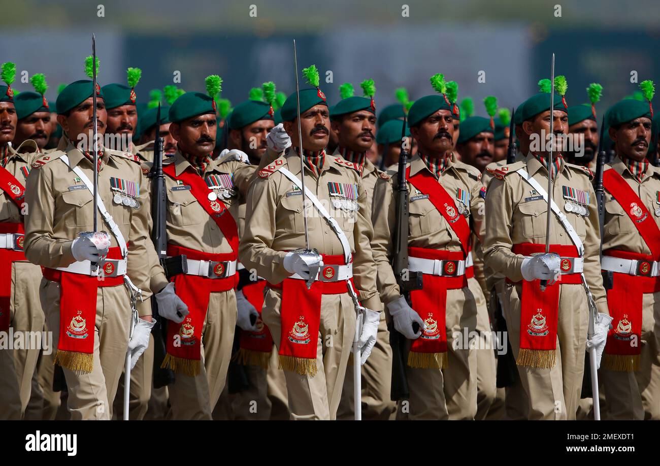 Pakistani troops march during a military parade celebrating Pakistan ...