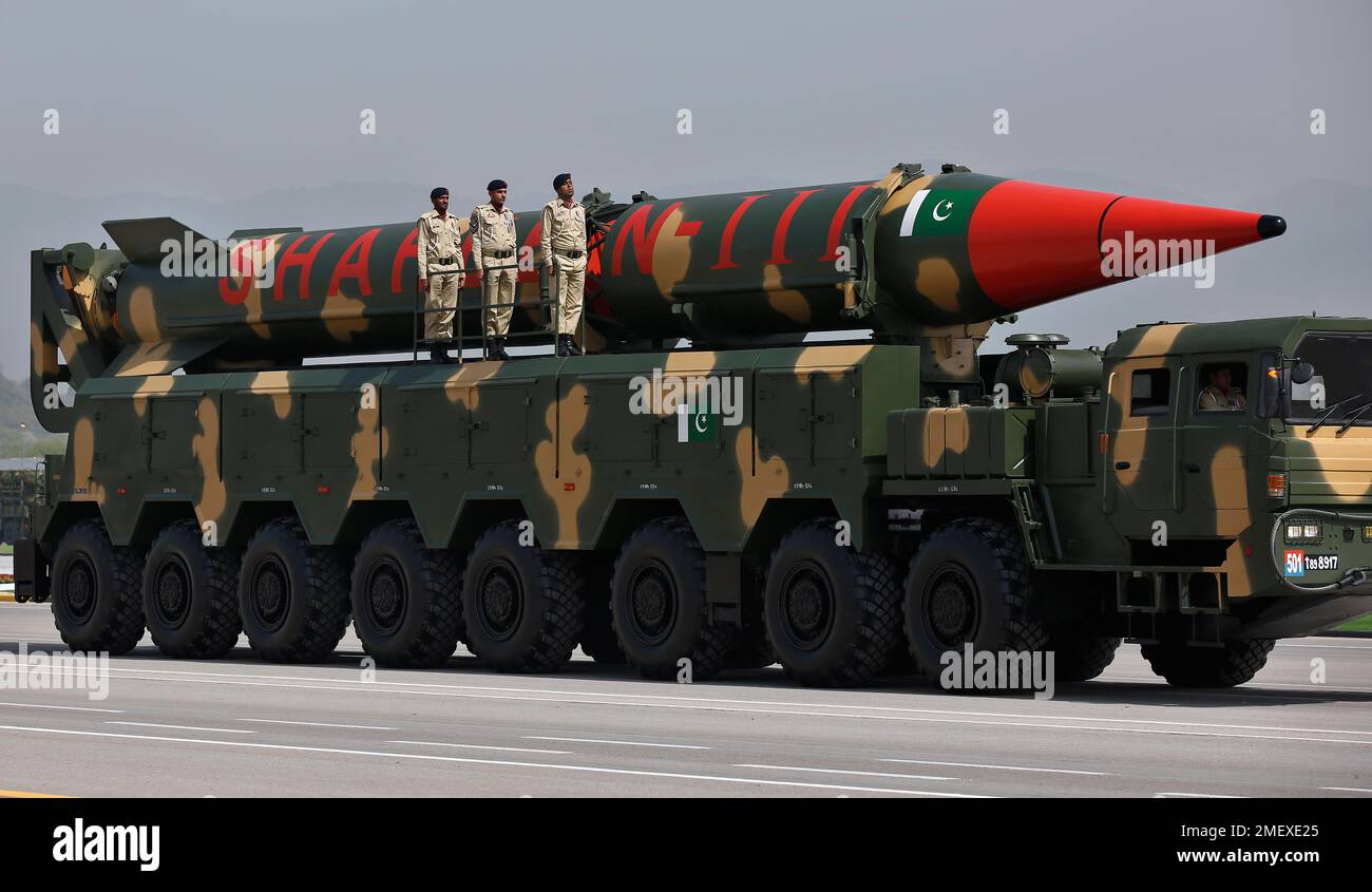 A Pakistani-made Shaheen-III missile, that is capable of carrying ...