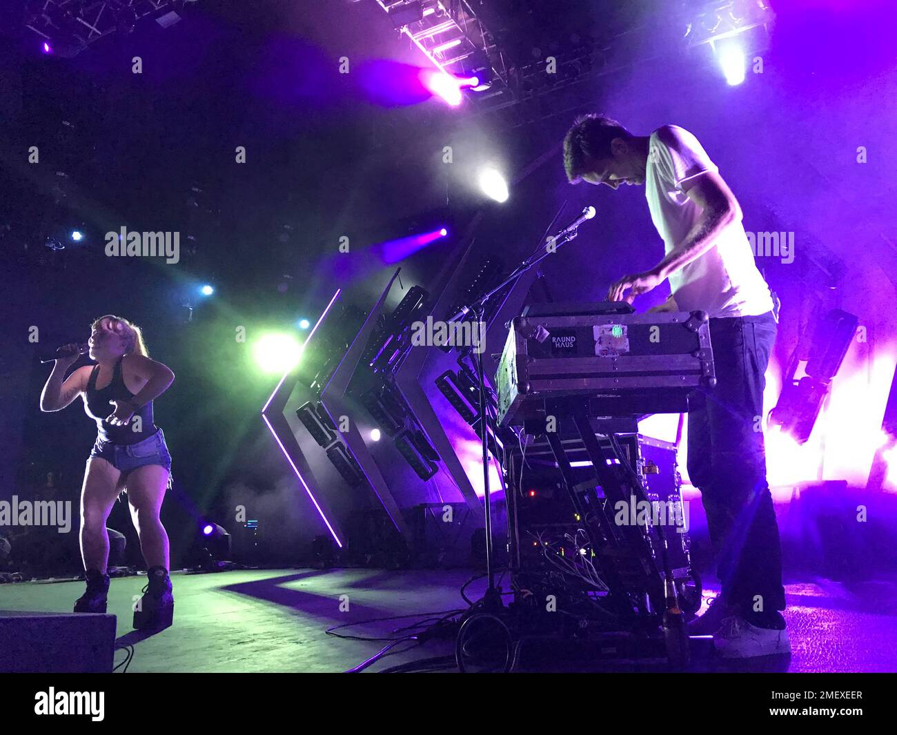 Sylvan Esso in concert from Prospect Park Bandshell in New York Stock ...
