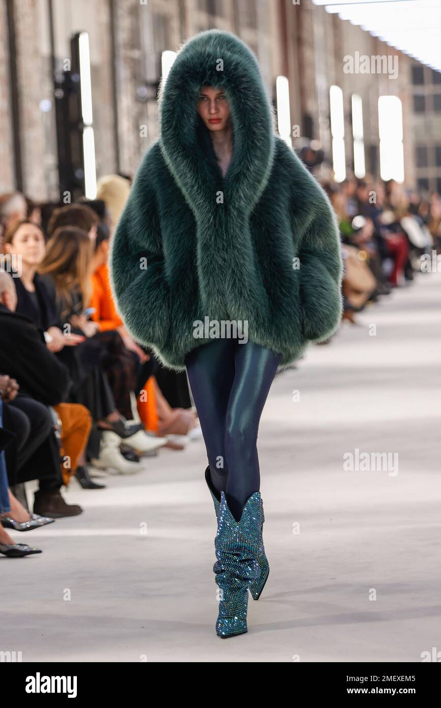 A model wears a creation as part of the Alexandre Vauthier Haute ...