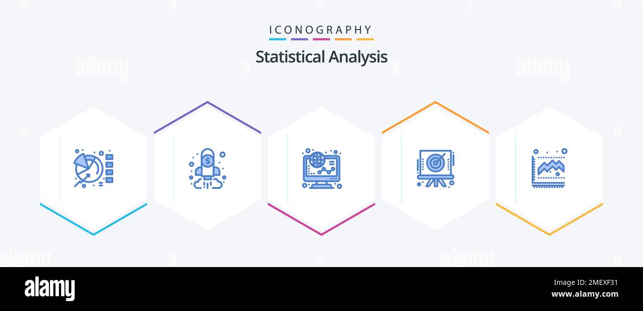 Statistical Analysis 25 Blue icon pack including target. board. goal ...