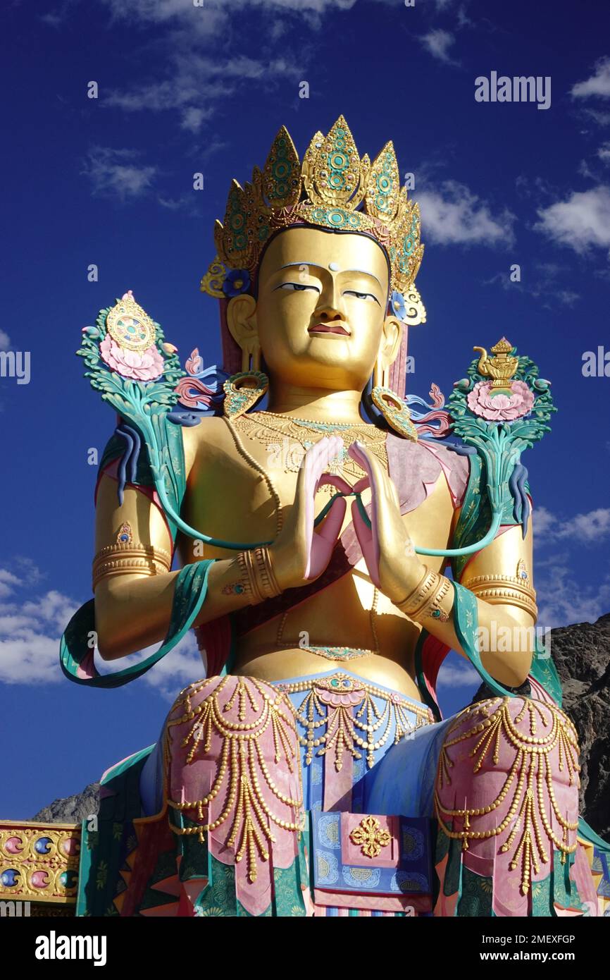 Ladakh, India - August 21st, 2022 : statue of Maitreya Buddha at Diskit ...