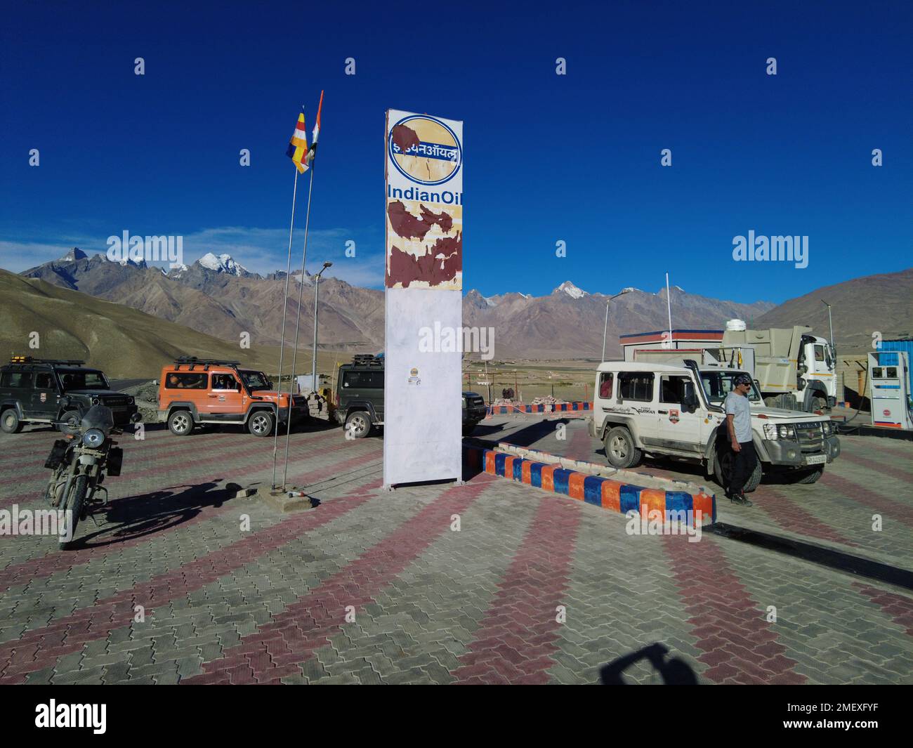 Ladakh, India - August 21st, 2022 : Orange Indian Oil Petrol Pump ...