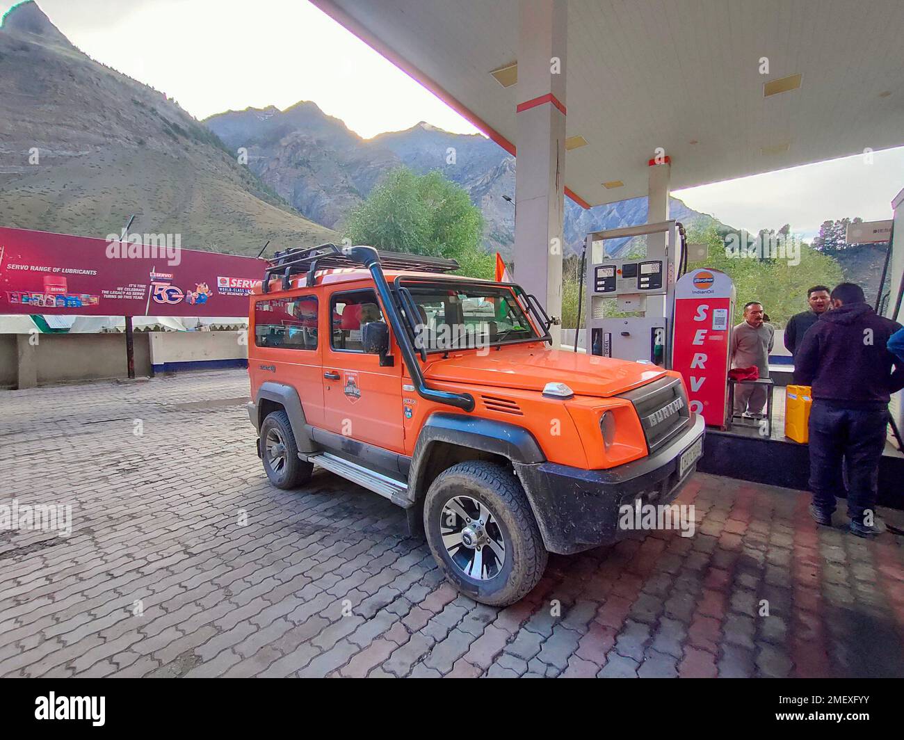 Ladakh, India - August 21st, 2022 : Orange Indian Oil Petrol Pump ...