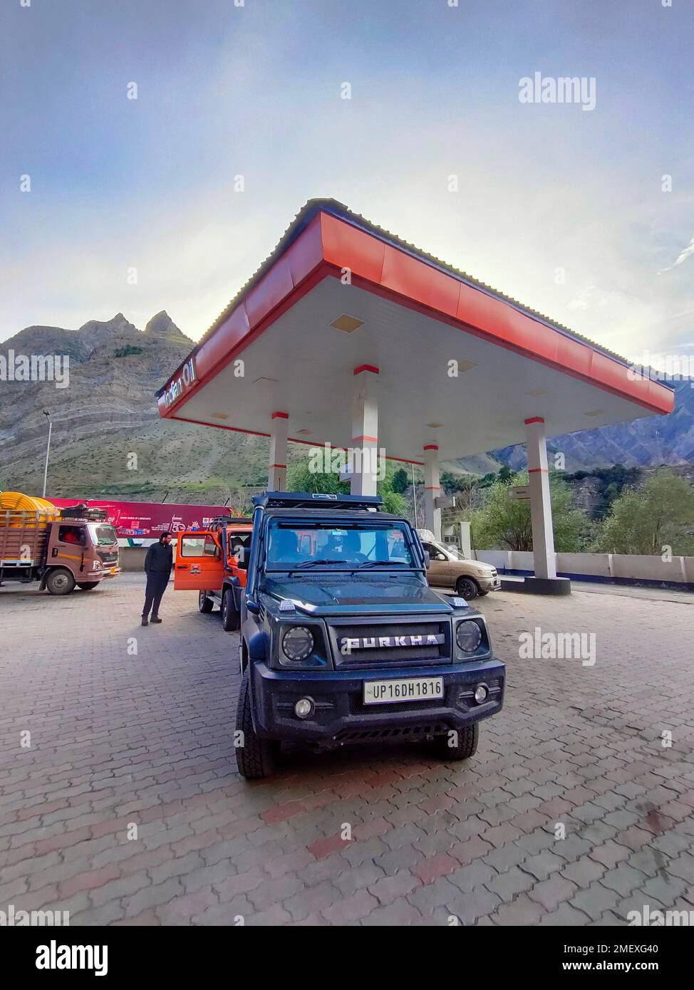 Ladakh, India - August 21st, 2022 : Orange Indian Oil Petrol Pump ...