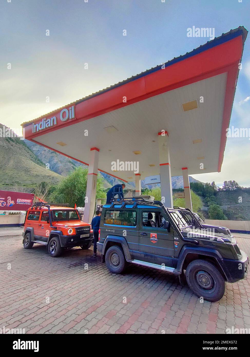 Ladakh, India - August 21st, 2022 : Orange Indian Oil Petrol Pump ...