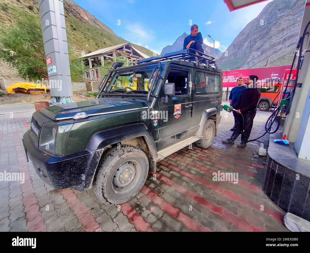 Ladakh, India - August 21st, 2022 : Orange Indian Oil Petrol Pump ...