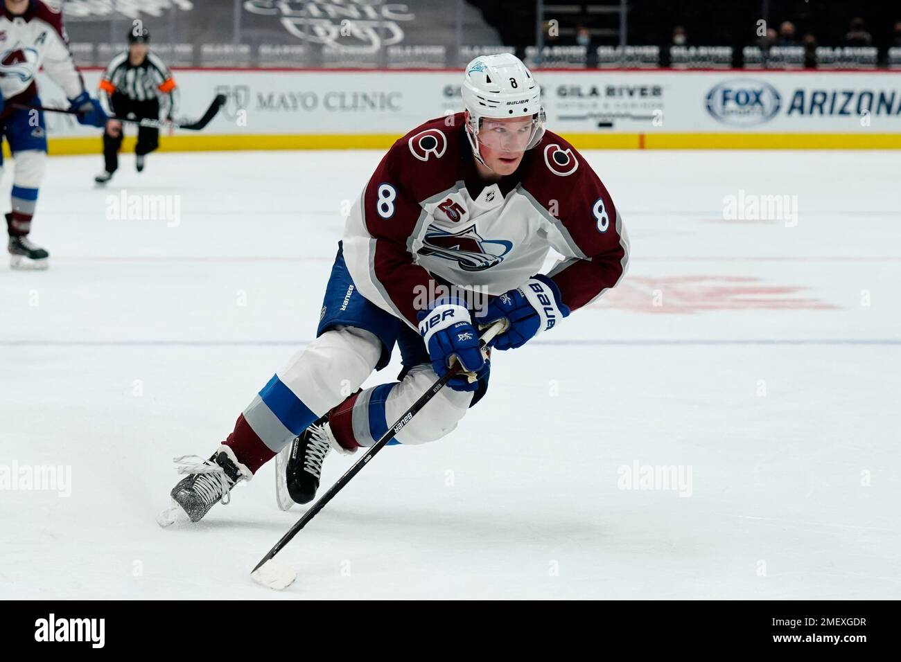 Colorado Avalanche defenseman Cale Makar (8) in the first period during ...