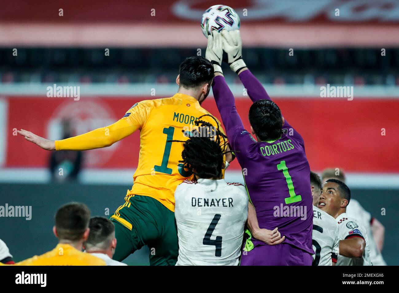Belgium goalkeeper Thibaut Courtois saves a ball during a World Cup ...