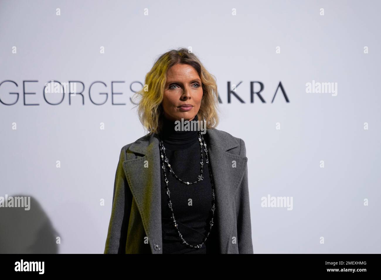 Sylvie Tellier poses before the Georges Chakra Haute Couture Spring ...