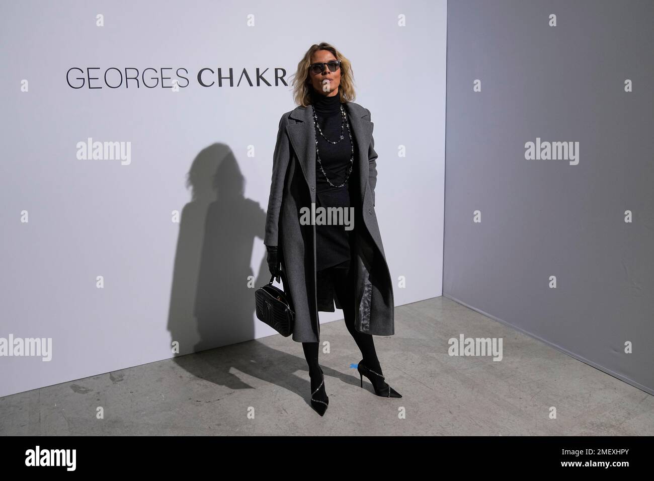 Sylvie Tellier poses before the Georges Chakra Haute Couture Spring ...