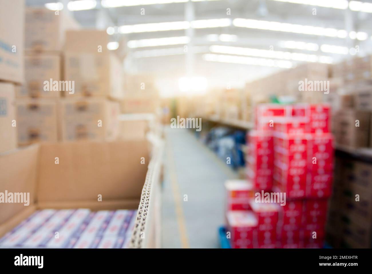 A close-up shot of cardboard boxes in a warehouse Stock Photo - Alamy