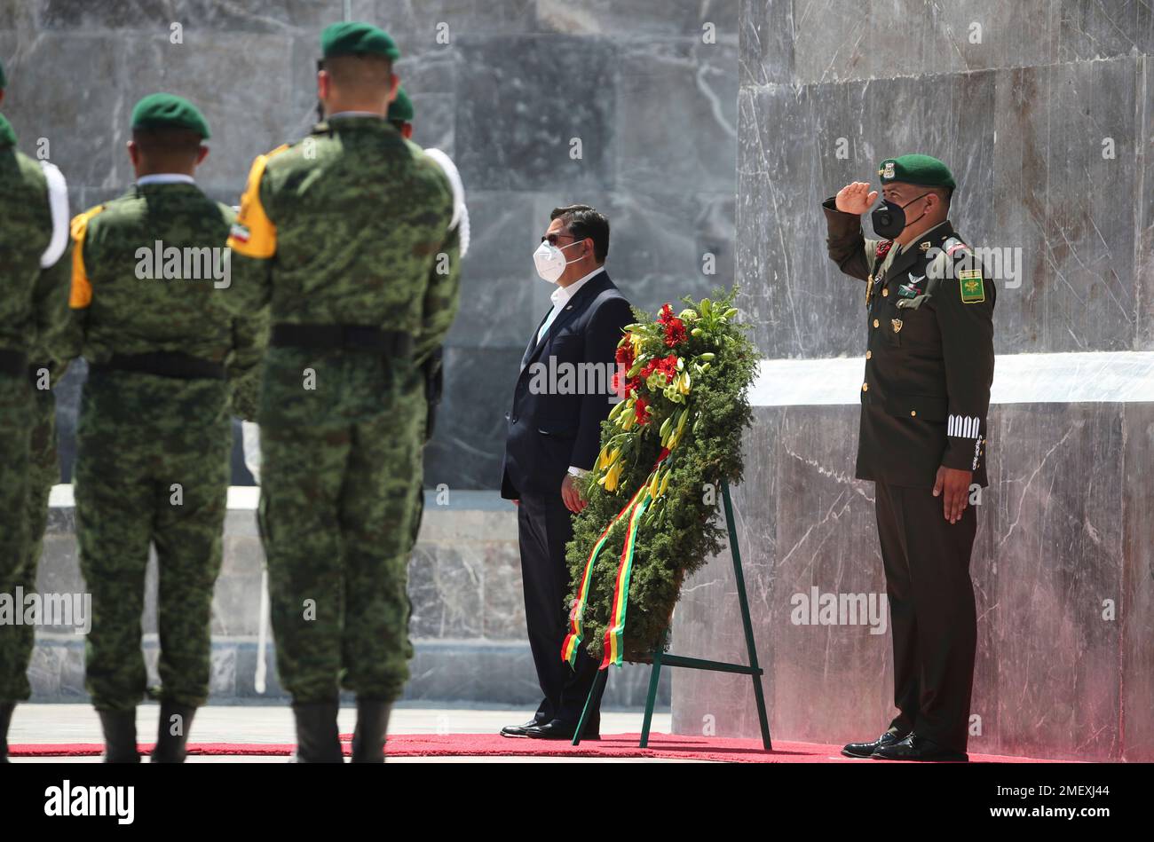 Bolivian President Luis Arce attends a wreath-laying ceremony at the ...