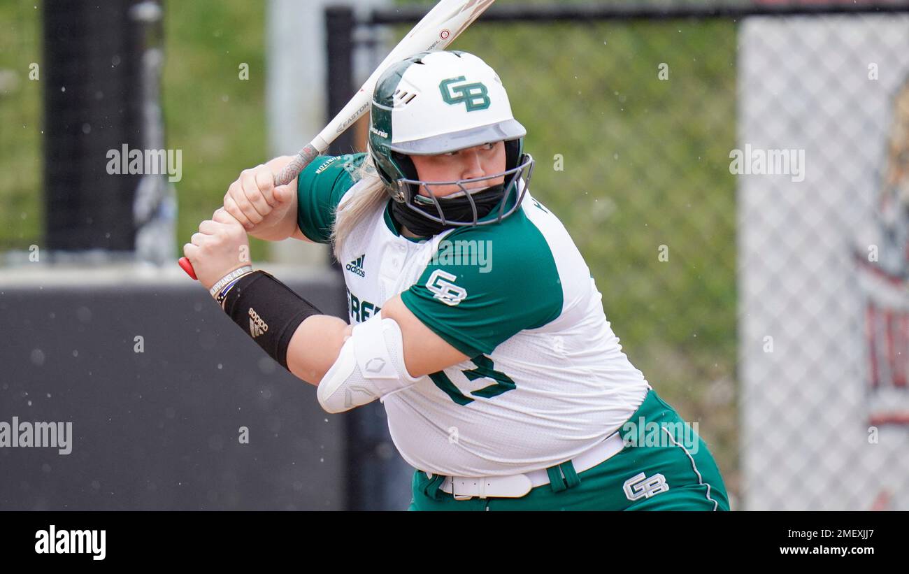 Green Bay catcher Alyssa Brewer (13) in action during an NCAA softball ...