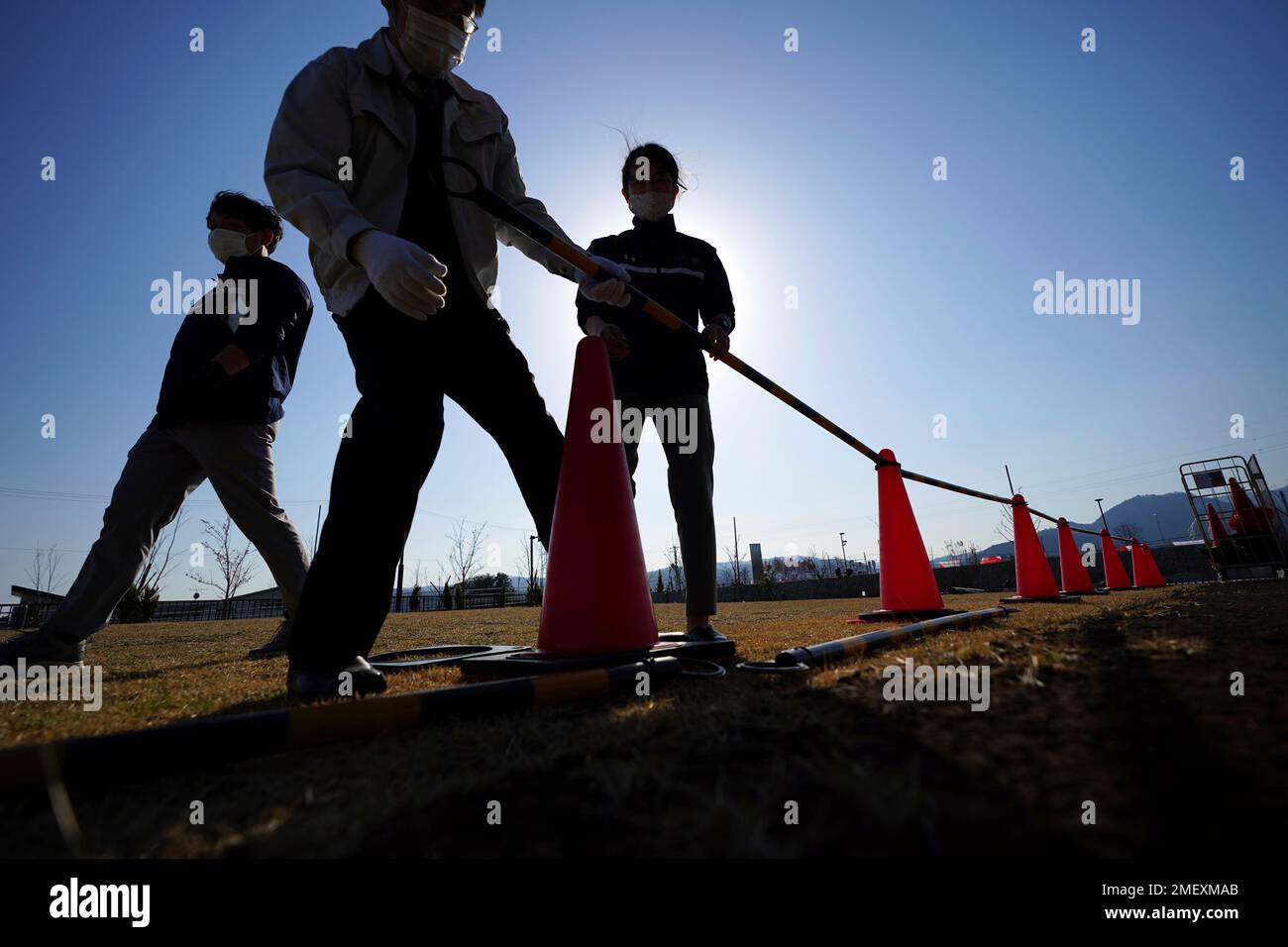 Local staff prepare torch relay route of the first section of the ...