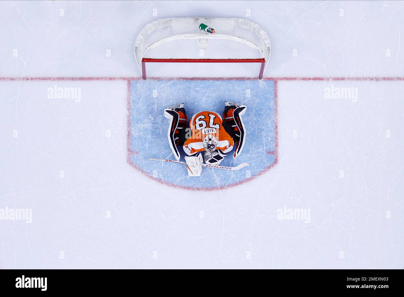 Philadelphia Flyers' Carter Hart plays during an NHL hockey game ...