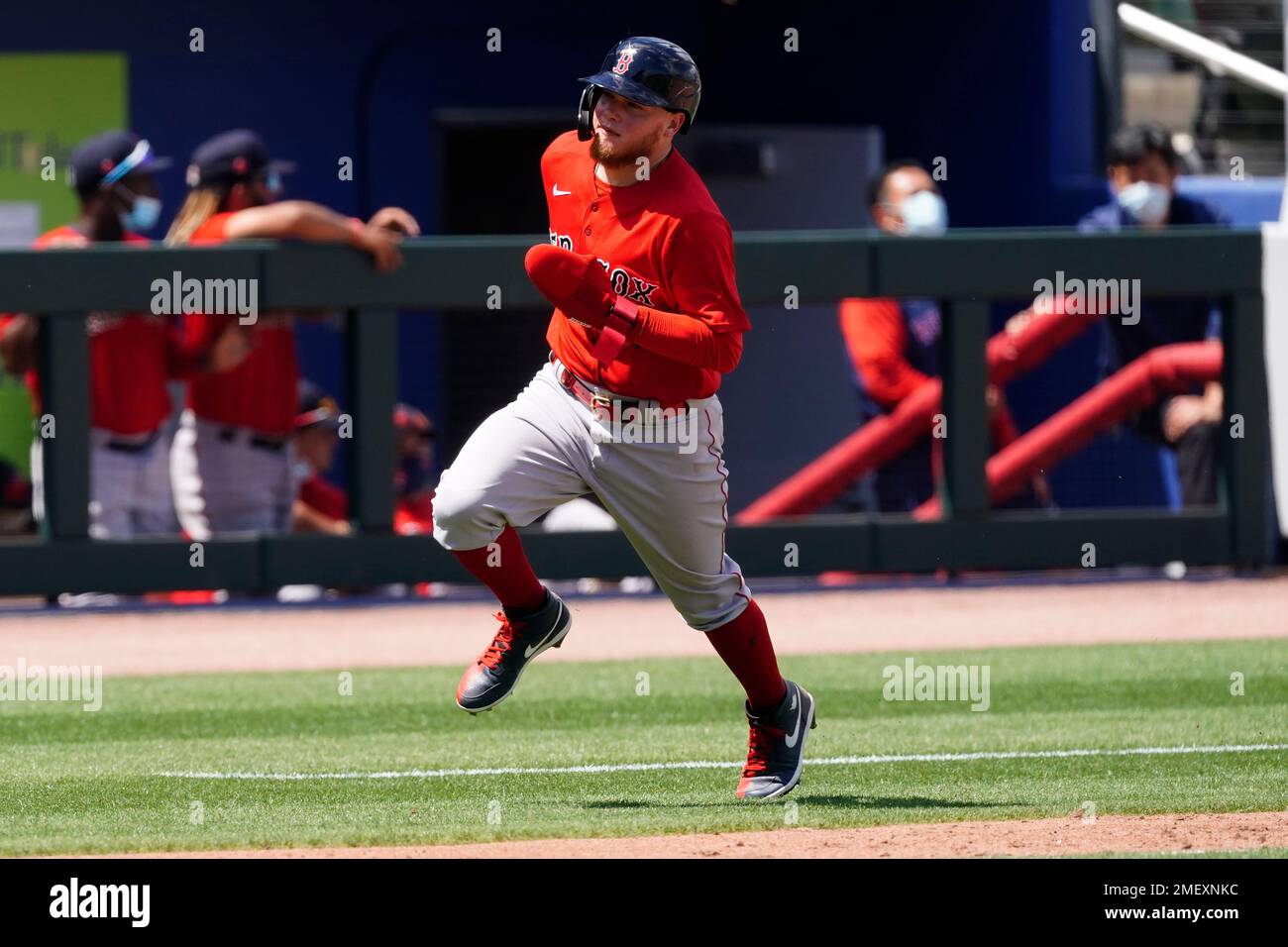 Boston Red Sox center fielder Alex Verdugo (99) sprints home to score ...