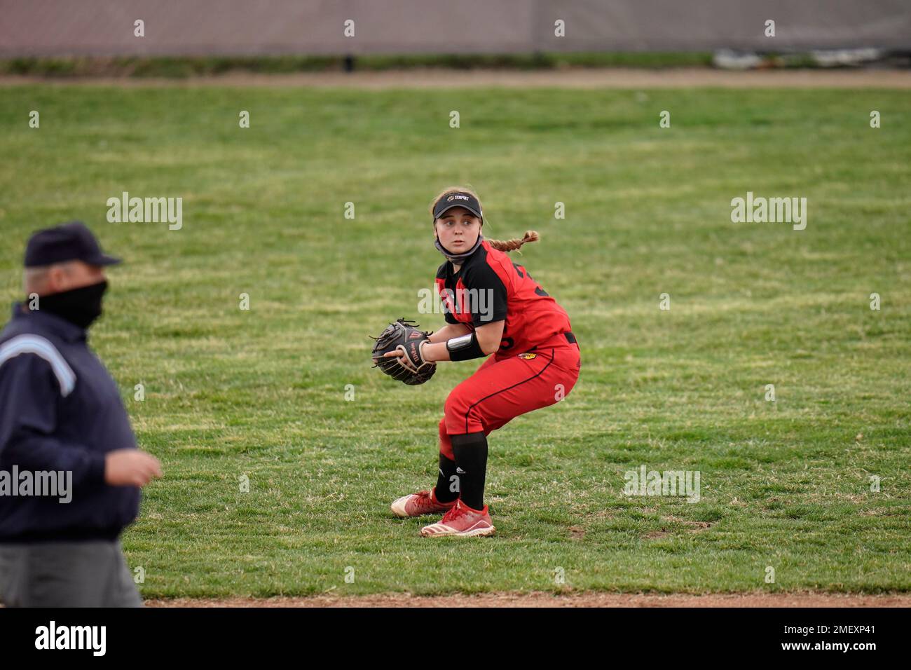 IUPUI infielder Morgan Gilbert (35) in action during an NCAA softball ...