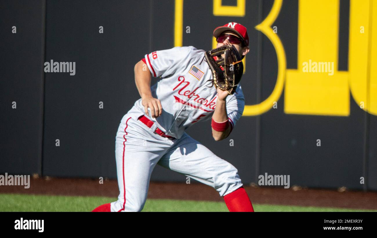 Nebraska's Joe Acker gets ready to catch a fly ball during an NCAA ...