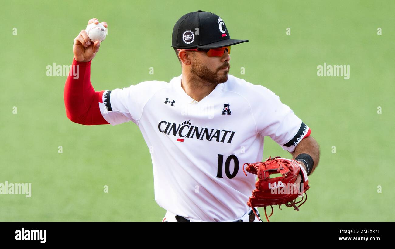 Eric Santiago (10) of Cincinnati during an NCAA baseball game against ...