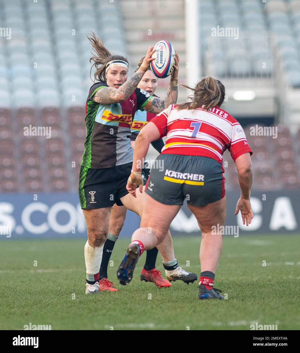 Twickenham Stoop, ENGLAND : Jade Konkel-Roberts of Harlequins is ...