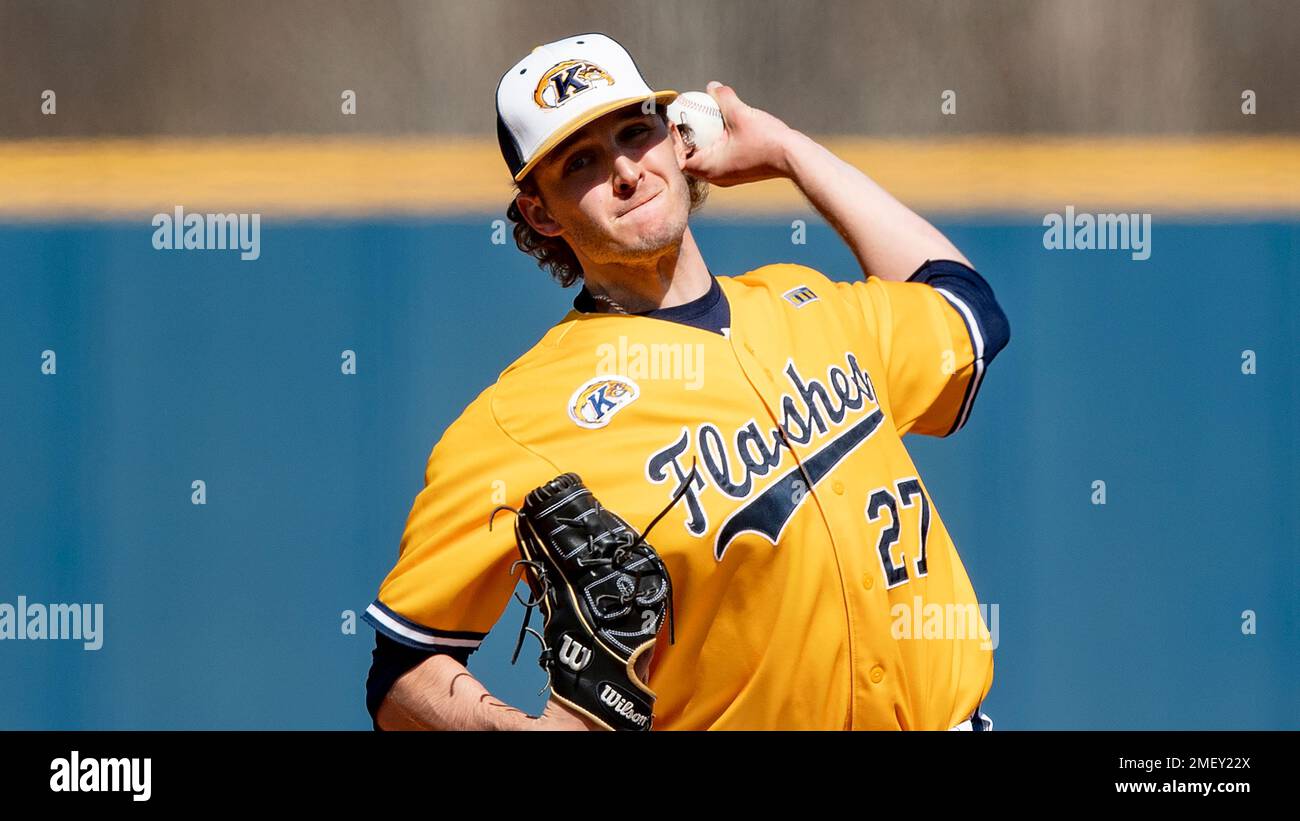 Peyton Deats (27) of Kent State delivers a pitch during an NCAA ...
