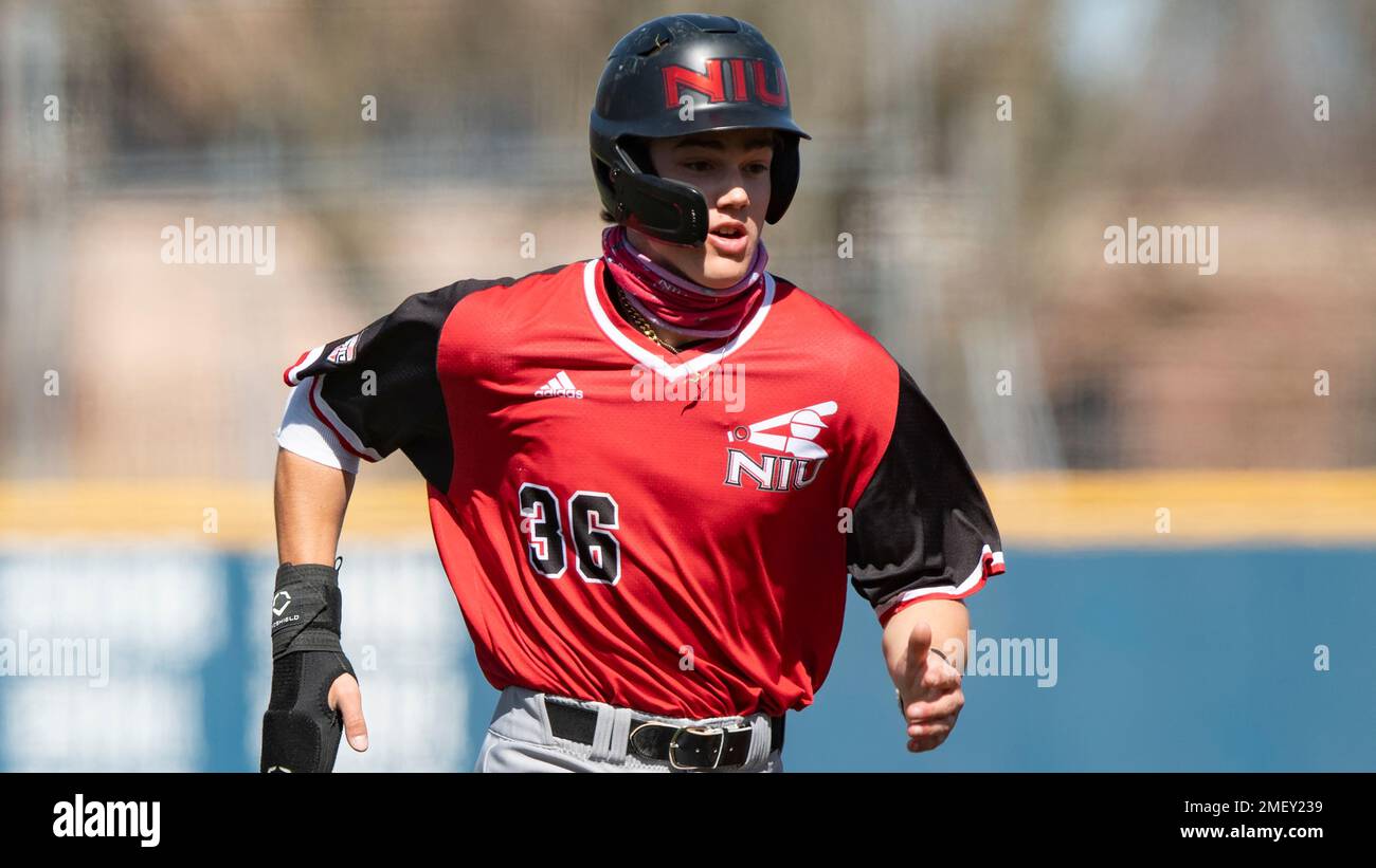 Eric Erato (36) of Northern Illinois runs the bases during an NCAA ...