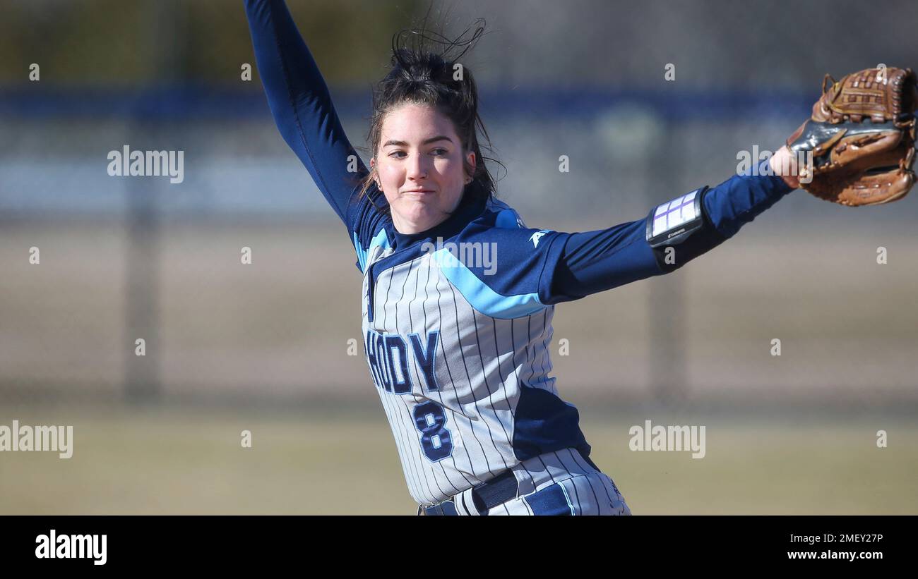 Rhode Island's Piper Maguire (8) pitches during an NCAA softball game ...