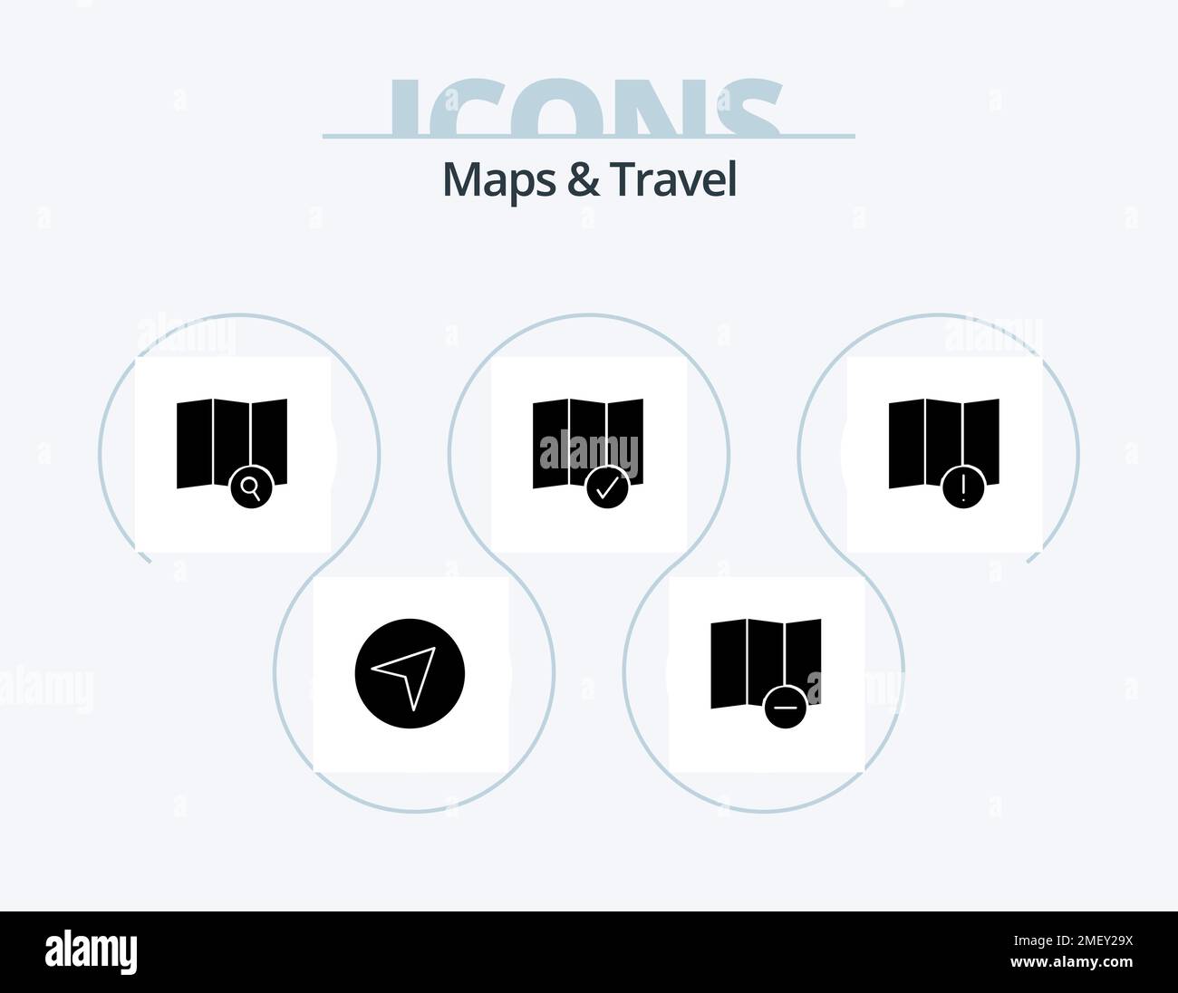 Maps and Travel Glyph Icon Pack 5 Icon Design. . check in. . map Stock ...
