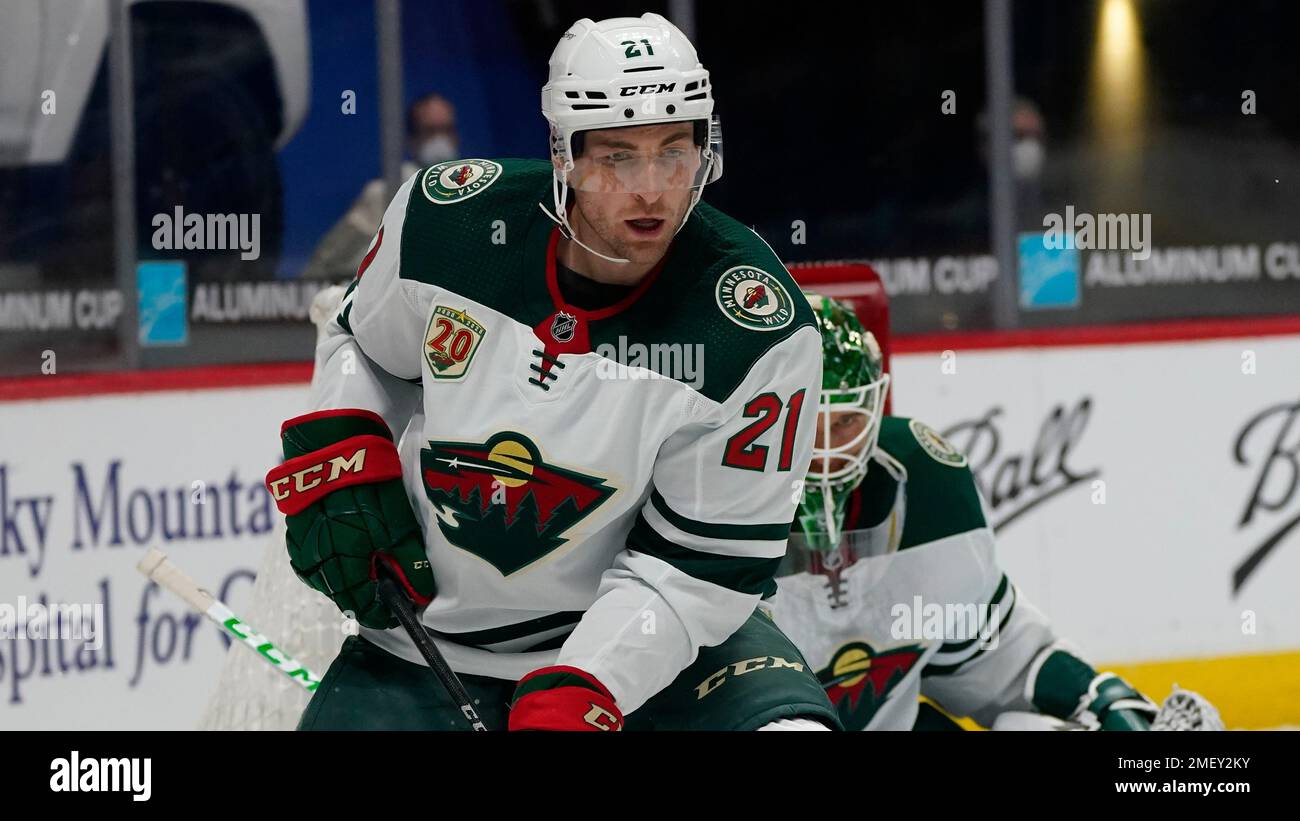Minnesota Wild defenseman Carson Soucy (21) in the first period of an ...