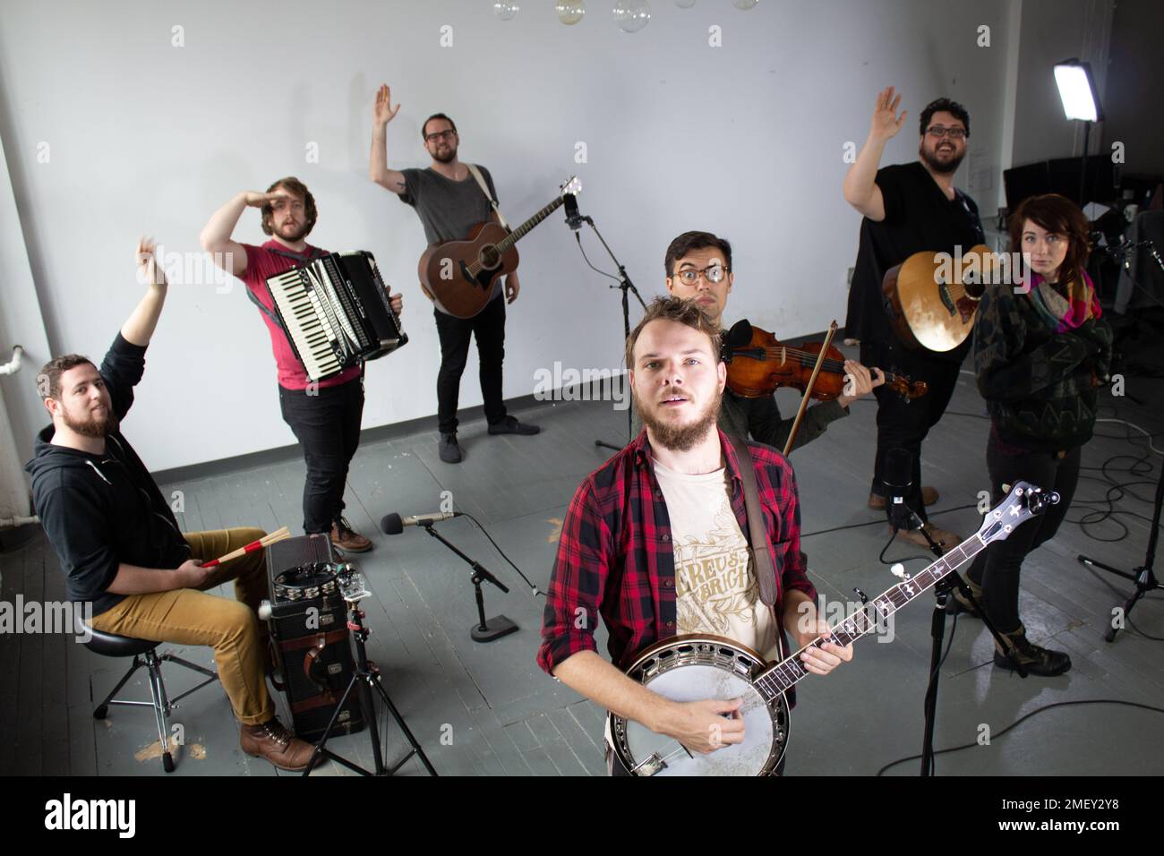 The Oh Hellos film a session in Brooklyn Stock Photo - Alamy