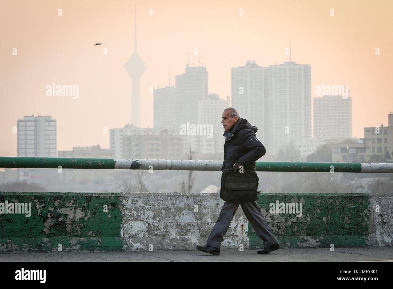 A general view of the city turning gray due to the high levels of air ...