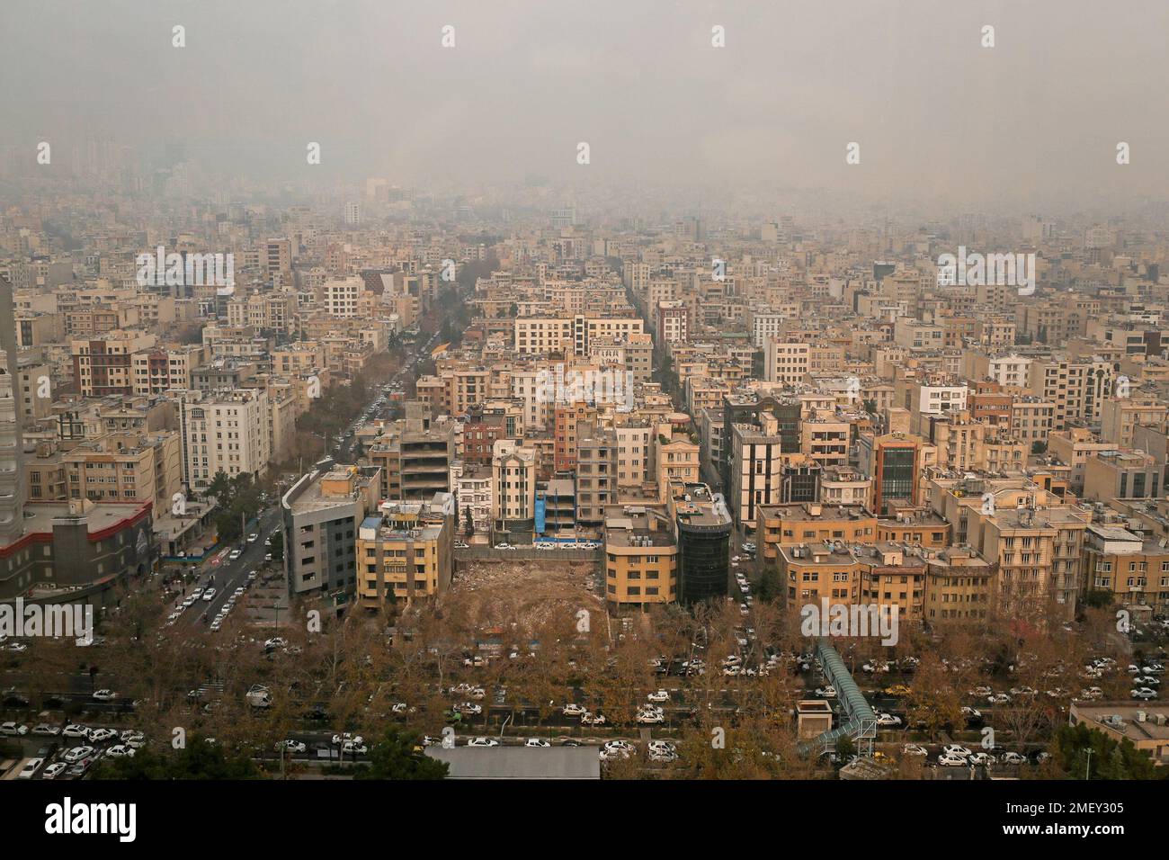 A general view of the city turning gray due to the high levels of air ...