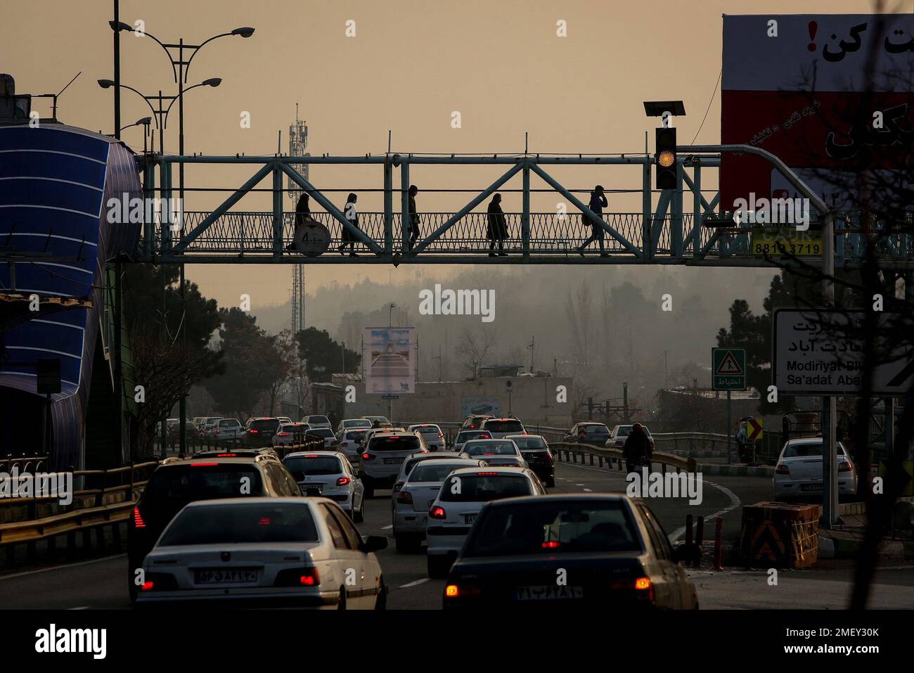 A general view of the city turning gray due to the high levels of air ...