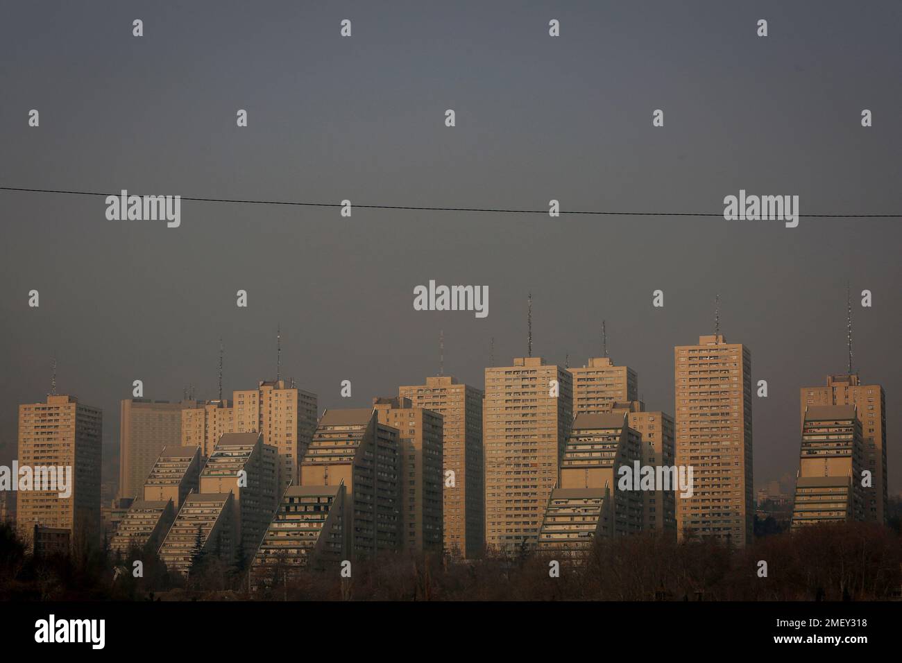 A general view of the city turning gray due to the high levels of air ...