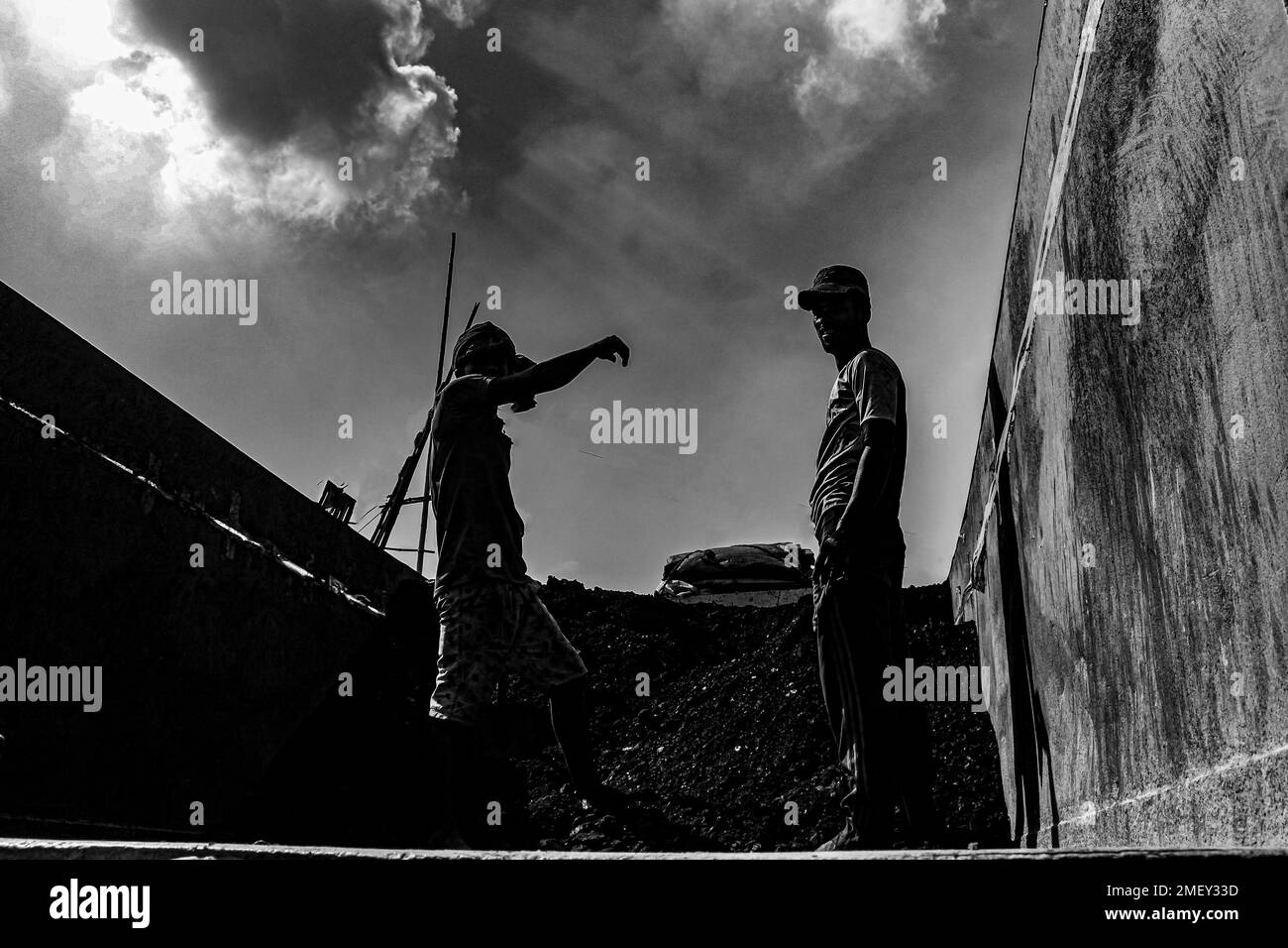 Workers are Working on Coal Mines Stock Photo - Alamy