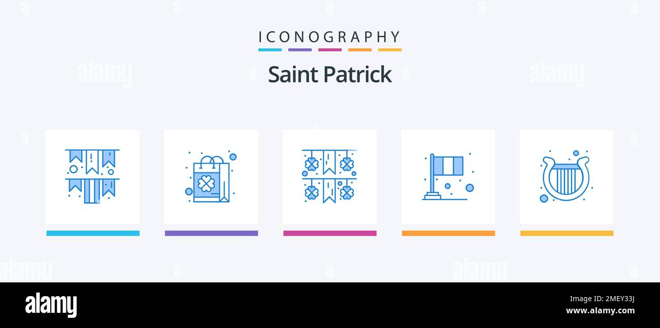 Saint Patrick Blue 5 Icon Pack Including harp. irish. shopping. flag ...