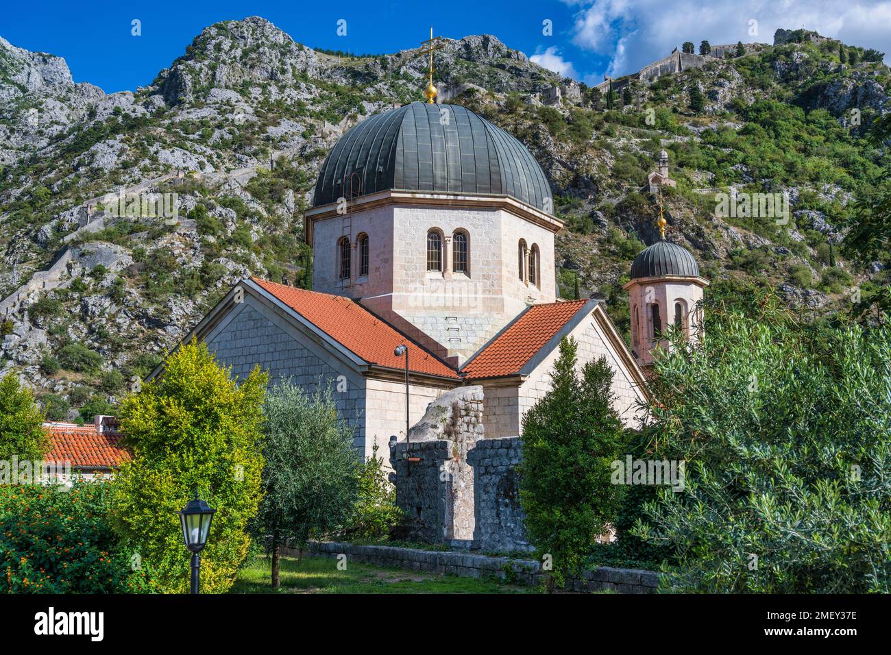 Dome of Saint Nicholas Church from the old city walls in the old town ...
